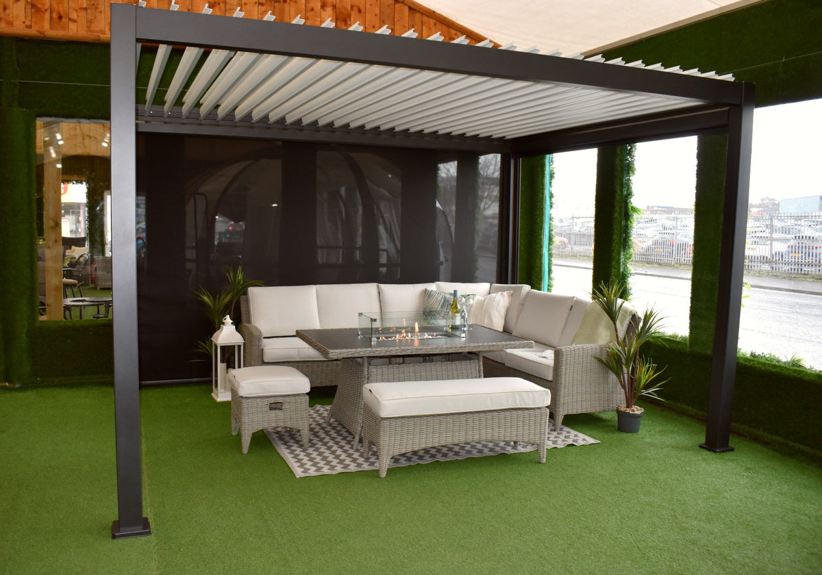 Chelsea 3m x 6m Manual Pavilion with Lights — Euro Garden and Home