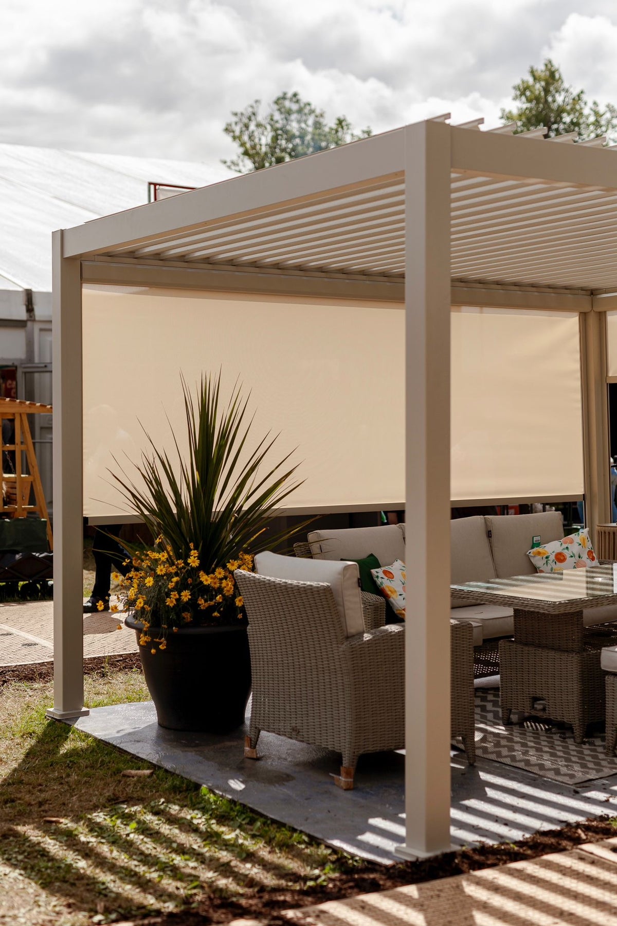 Chelsea Champagne 3m x 6m Manual Pavilion with Lights — Euro Garden and ...